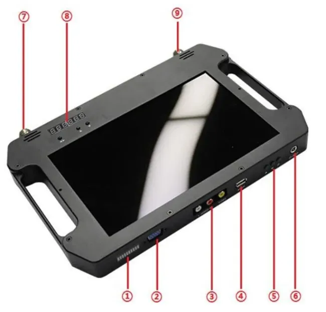 1W Cofdm AES Handheld 10.1 Inch Radio Vido Data Receiver