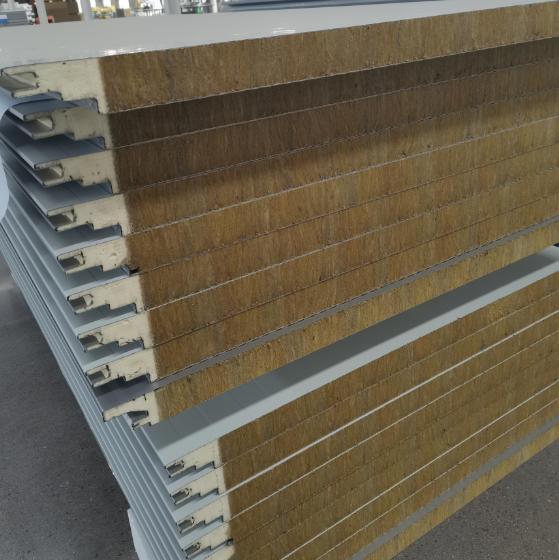 Rock Wool Sandwich Panel product illustration showing construction and application