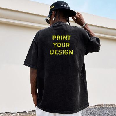 Chine T-shirts à col rond Vintage 100% coton lavage plus taille T-shirts pour hommes Impression à vendre