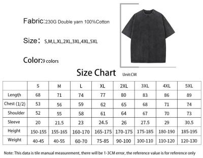 Chine T-shirts à col rond Vintage 100% coton lavage plus taille T-shirts pour hommes Impression à vendre