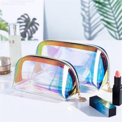 Custom Logo Printed Transparent Laser Pvc Waterproof Travel Toiletry Bag for