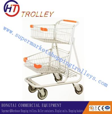 Cina Il carretto del supermercato del carrello di acquisto del metallo di doppio strato ha spinto quattro, carrello della drogheria in vendita