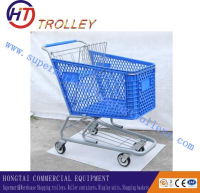 Chine Chariots en plastique à achats de supermarché de couleur bleue, taille 4