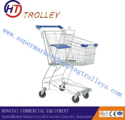 Chine Le chrome fait sur commande a plaqué des chariots à achats de supermarché avec le style asiatique de butoir en plastique à vendre