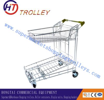 Cina Carrelli piani della drogheria con zinco + la maniglia dei pp, carrelli di compera sulle ruote in vendita