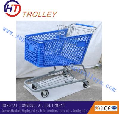 Cina carrelli di plastica resistenti dei carrelli della drogheria 200L che spiegano in vendita
