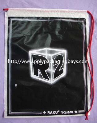Κίνα Προωθητικός LDPE πλαστικός Drawstring CBE Backpack ενιαίος ώμος, μαύρος προς πώληση
