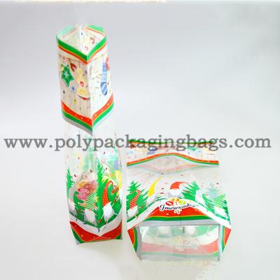 China Zijhoekplaat en Vierkante Bodembopp Plastic Zak voor Kerstmis Verpakking met Hoge Transparantie Te koop