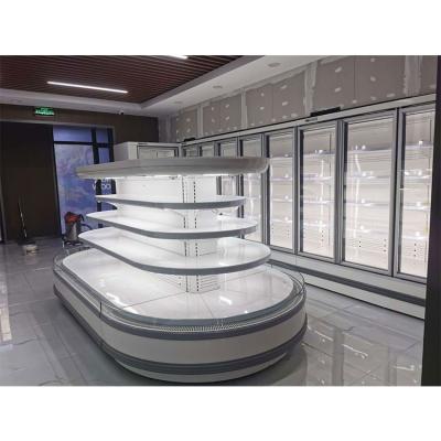 Cina Custom Single-Temperature Circular Open Curved Glass Display Fruit Cooler in vendita