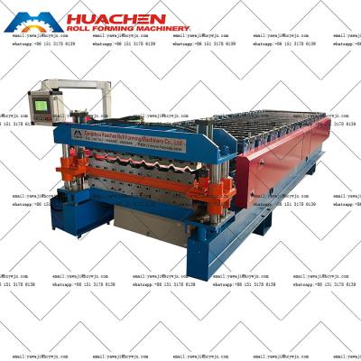 China Flexible Doppeldeck-Rollformmaschine mit 5,5 5,5 kW Gesamtleistung und CR12-Schneidmaterial für individuelle Produktionsanforderungen zu verkaufen