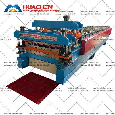 China Effiziente Doppeldeck-Rollformmaschine mit 16 Stationen und Kettenantrieb zu verkaufen