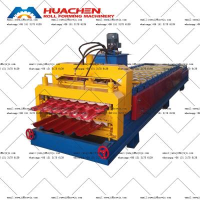 China Dauerhafte Kettenantriebsmaschine mit Doppeldeck-Rollformmaschine mit 1250 mm Materialbreite zu verkaufen