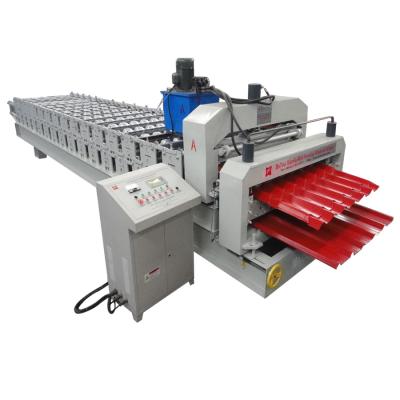 China Glazed Tile Trapezoidal Double Sheet Roll Forming Machine Width 1250MM for sale