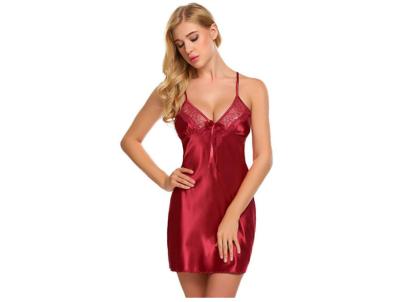 Κίνα Β - Lingerie μεταξιού πάγου λαιμών προκλητικό γυναικών πυτζαμών ύφος πουλόβερ σατέν αμάνικο προς πώληση