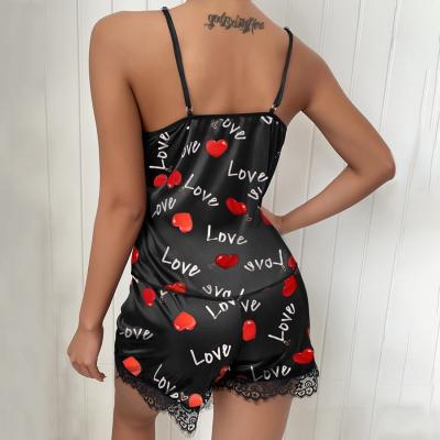 Κίνα Soft Underwear Satin Lace Floral Edge Sleepwear Sexy Tempt Pajamas For Women Lingerie προς πώληση