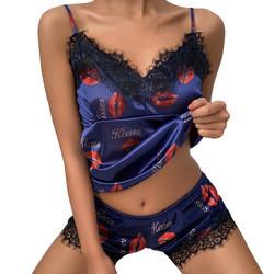 Κίνα Soft Underwear Satin Lace Floral Edge Sleepwear Sexy Tempt Pajamas For Women Lingerie προς πώληση