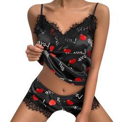 Κίνα Soft Underwear Satin Lace Floral Edge Sleepwear Sexy Tempt Pajamas For Women Lingerie προς πώληση