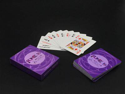 Cina Carte da gioco della carta di 300gsm stampate colore porpora C2S 63x88mm Tuck Box Packaging in vendita