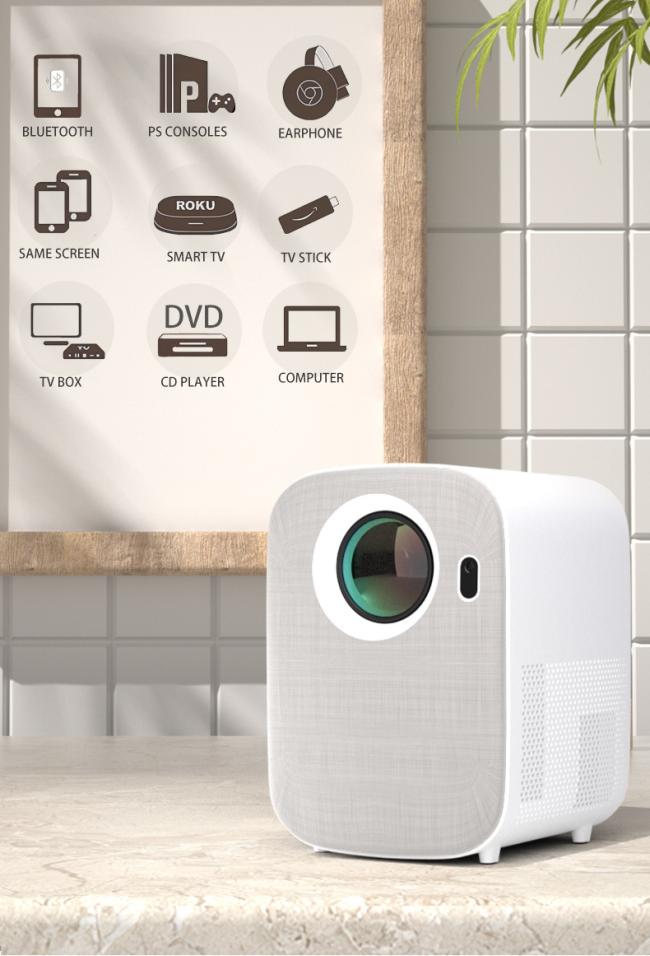 Ehomm F8 projector demonstrating auto-adjustment features