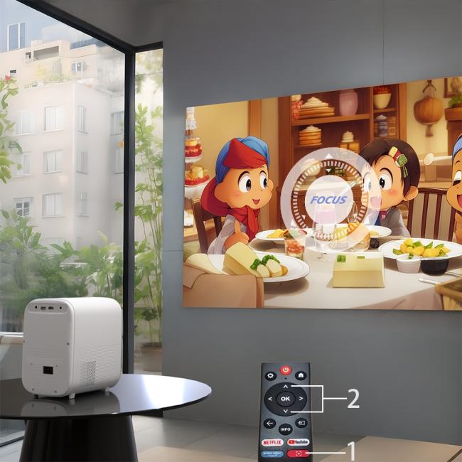 Ehomm F8 projector showing wireless connectivity features