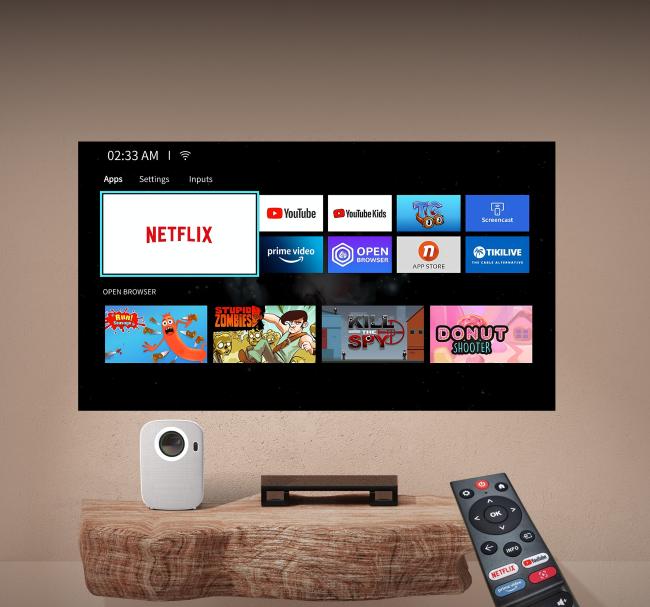 Ehomm F8 Smart Portable Projector showing display quality