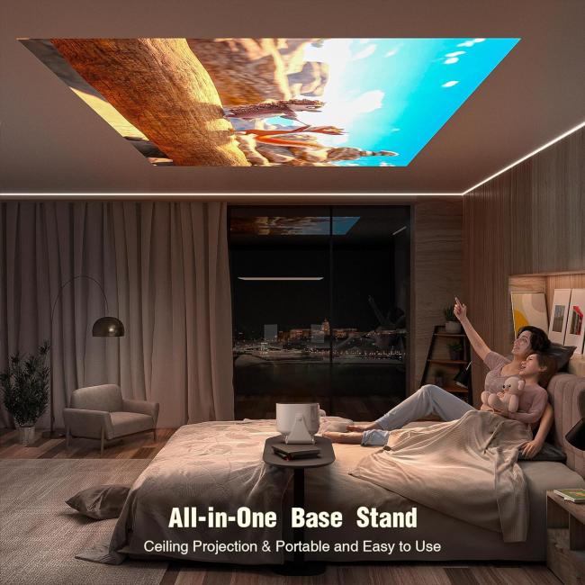 Projector with 270° flip-stop platform