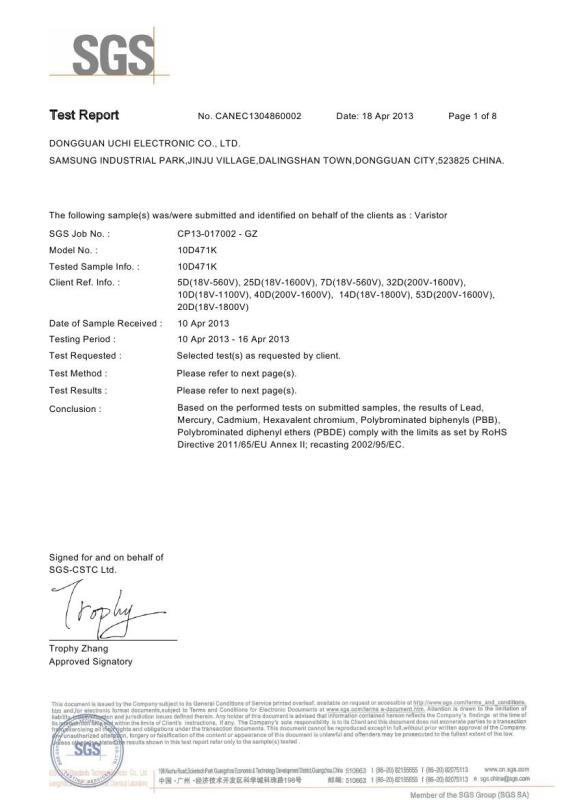 SGS - Guangdong Uchi Electronics Co.,Ltd