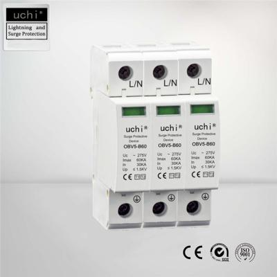 China Electrical Type 1+2 Surge Protector 3p Poles Imax 60Ka Small FootPrint for sale