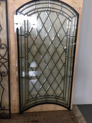 China Arch shape decorative bevel glass for wood doors with glue chip beveled 1