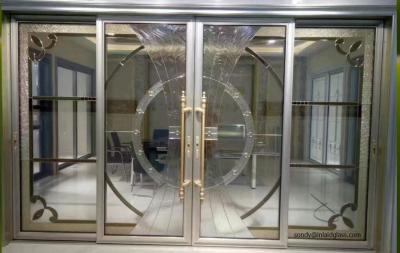 China Leaded glass in aluminum sliding door for sale