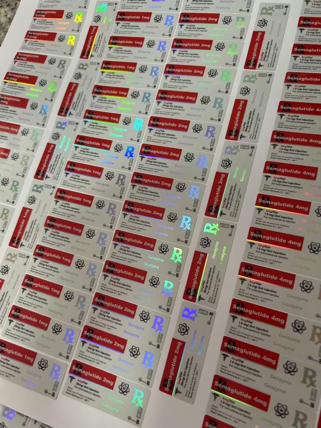 Close-up view of professional vial label printing