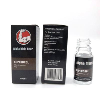 중국 250gsm 백색 마분지 알파 남성 장치 Superdrol 작은 유리병 상표 및 상자 판매용
