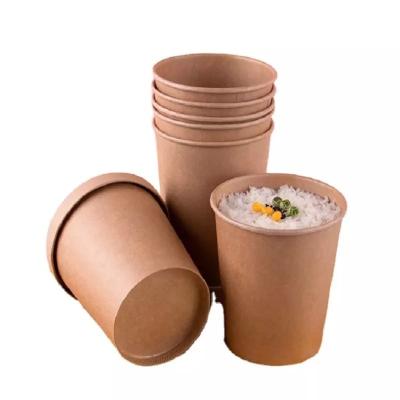 Cina Zuppa Dessert Da asporto Carta Marrone Imballaggio Per Cibo Gelato Torta Contenitore Tazza Kraft Con Coperchio in vendita