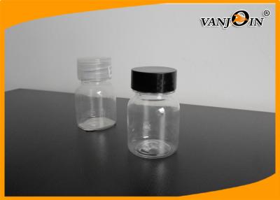 Cina 30ml svuotano le bottiglie cosmetiche dell'ANIMALE DOMESTICO con i barattoli neri del cosmetico del recipiente di plastica del coperchio a vite in vendita