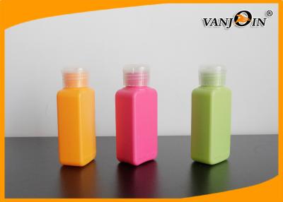 Cina le bottiglie di plastica dell'HDPE 100ml con la vibrazione ricoprono le bottiglie quadrate arancio/rosa/di verde cosmetici in vendita