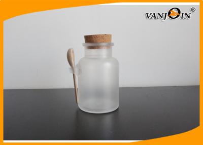 Cina bottiglie cosmetiche di plastica dell'ABS del sale da bagno di 100g 200g 300g con la dimensione di legno di viaggio del cucchiaio in vendita