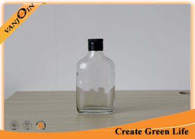 Cina bottiglia della fiaschetta del vetro trasparente 200ml con la capsula di alluminio nera/bottiglie di vetro del liquore in vendita