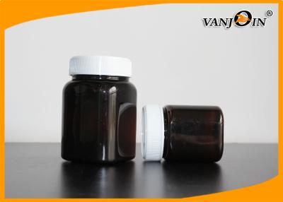Cina barattolo di plastica quadrato ambrato 350g con il coperchio a vite, bottiglia del pacchetto della medicina in vendita