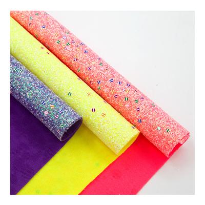 Cina Hotsale Glitter Faux Leather Chunky PU Leather Sheets Smooth Glitter Vinyl Abrasion-Resistant For Shoes in vendita