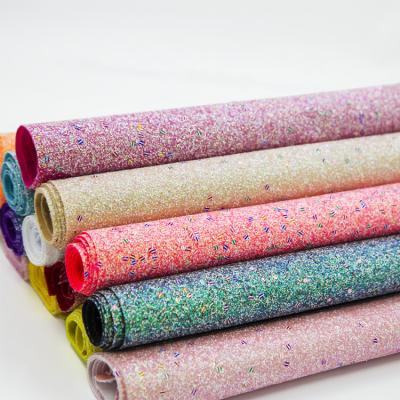 Cina Glitter Fabric PU Faux Chunky Leather Abrasion-Resistant For Shoes Upper Faux Leather / Glitter Chunky Sheet in vendita
