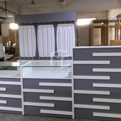 China 15mm Dikke MDF Eyewear Optische Katoenen van het Vertoningskabinet EPE Verpakking Te koop