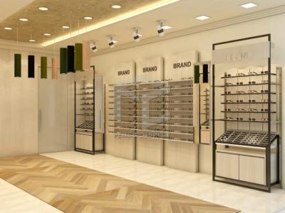 China Van de Vertoningskabinetten van de hiërarchie Optische Winkel de Rekkenvertoning 10mm Dik Aangemaakt Geladen Glas Te koop