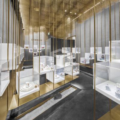 Cina 3D che rende il contatore di vetro spesso della mobilia della sala d'esposizione dei gioielli della mobilia 10mm del negozio di gioielli in vendita