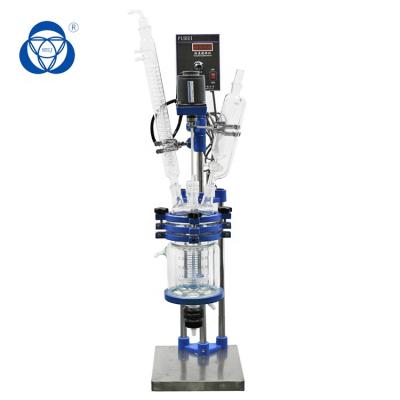 China 2L CE Approved Jacketed Glass Reactor with 0.098 Mpa Vacuum for Chemical Testing Research for sale