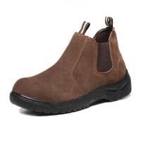 Quality Steel Toe Electrical Safety Shoes Unisex Brown Leather Work Boots Slip Resistant for sale
