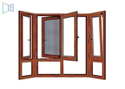 Cina L'alluminio aperto di stile dell'oscillazione di legno di colore ha munito la finestra di cardini con lo schermo della mosca in vendita