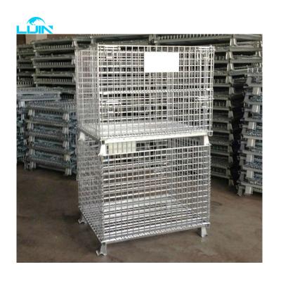 Cina Nastro metallico d'acciaio saldato accatastabile galvanizzato di trasporto di maneggio del materiale Mesh Pallet Cage in vendita