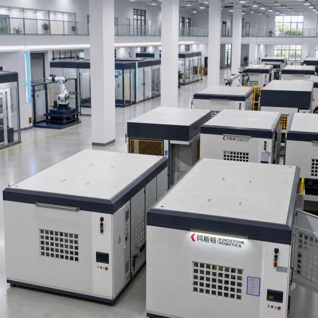 Robotic grinding and polishing workcell in operation