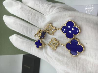 Chine 3 boucles d'oreille en céramique bleues de l'or 18K de motifs fleurissent formé autour des diamants pour des femmes à vendre