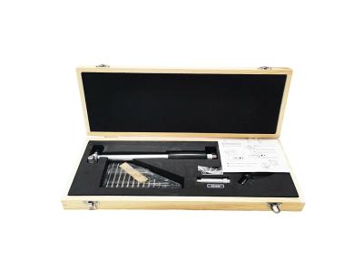 China Calibrador de orificio de cuadrante métrico personalizado de 100-160 mm con extensiones, dispositivo de medición de diámetro de orificio, embalaje en caja de madera en venta